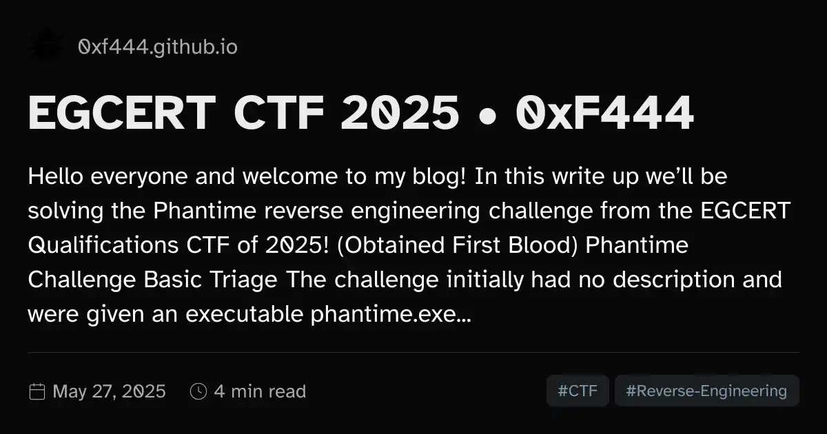 EGCERT CTF 2025 • 0xF444